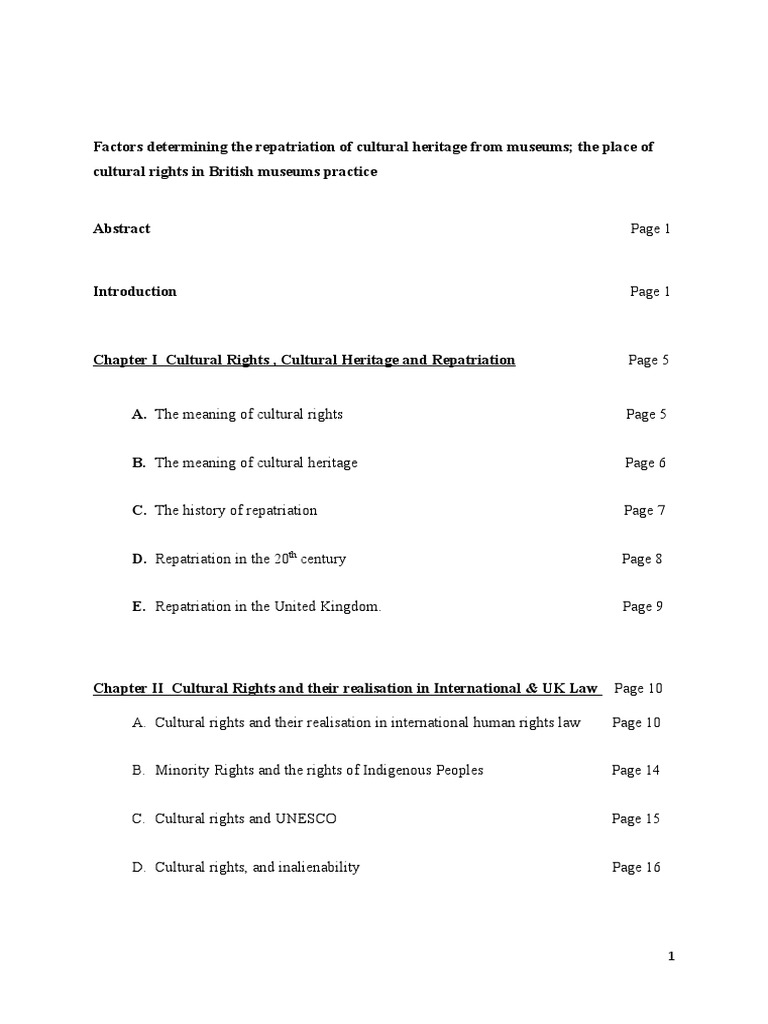 Factors Determining The Repatriation of Cultural Heritage From Museums ...