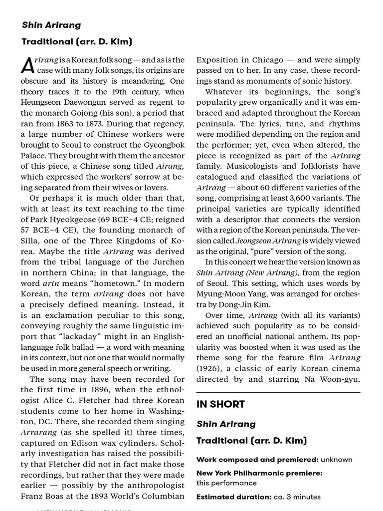 History and Meaning of Arirang Song | PDF | Art