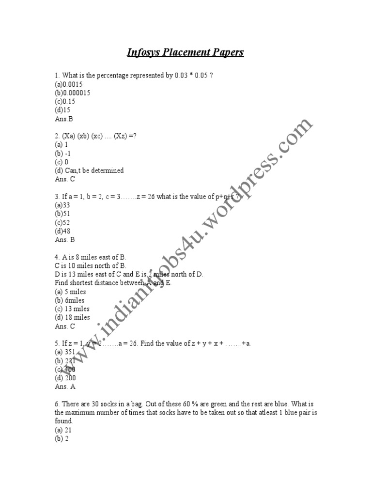 Infosys Placement Papers 03 | PDF | Teaching Methods & Materials
