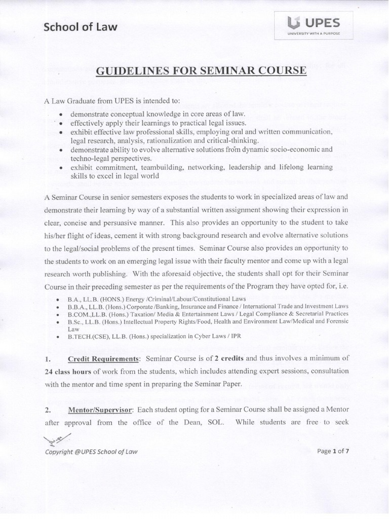 Guidelines For Seminar Course | PDF