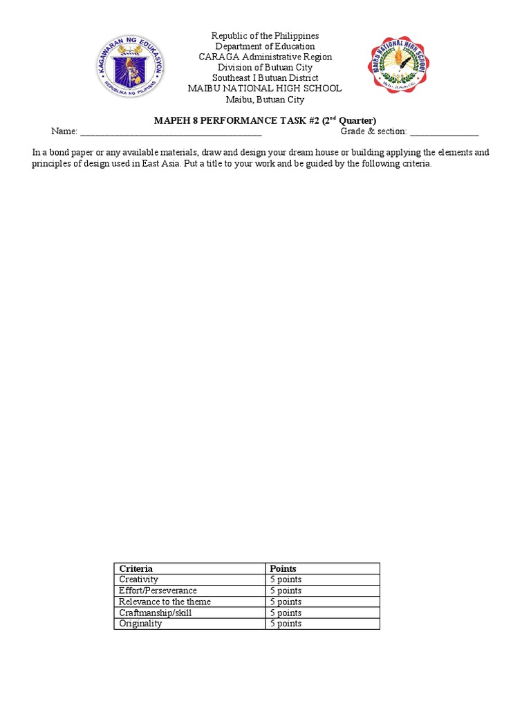 MAPEH 8 Performance Task 2 | PDF