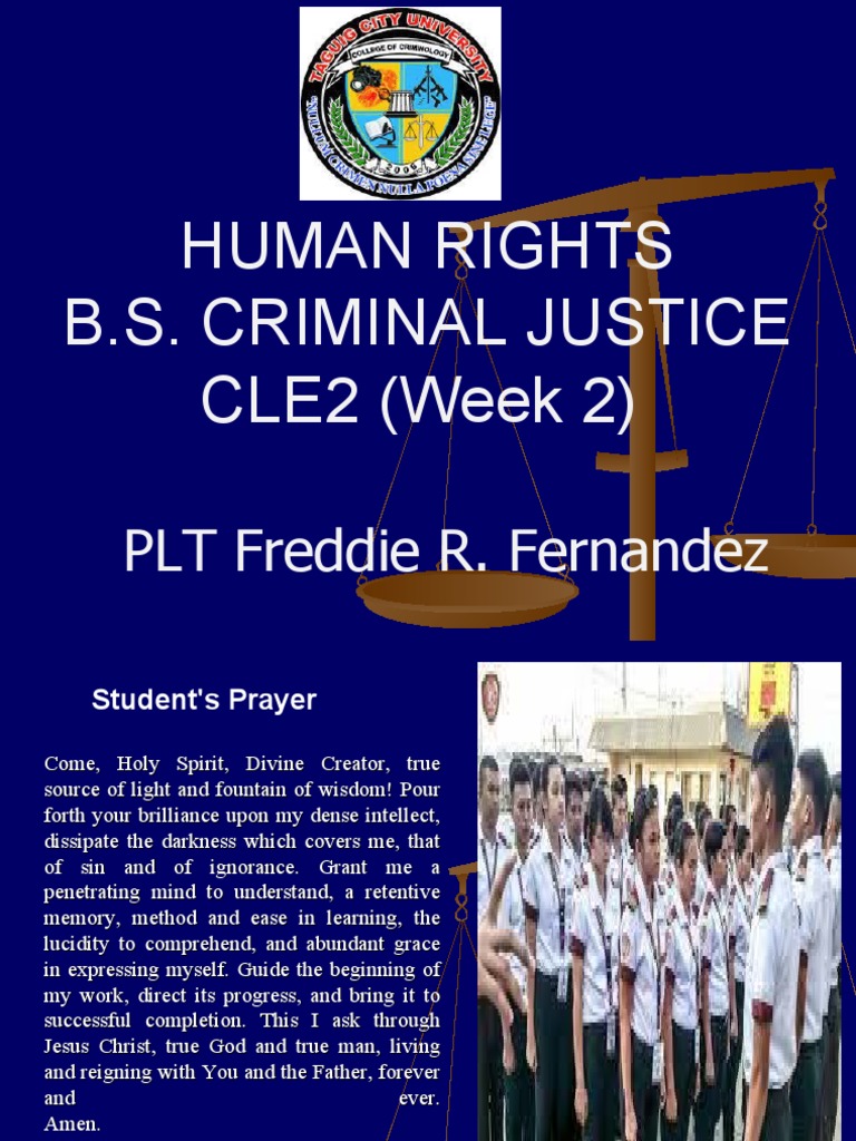 Human Rights B.S. Criminal Justice CLE2 (Week 2) : PLT Freddie R ...