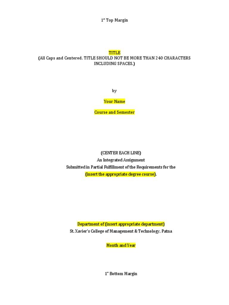 Integrated Assignment - Title Page & Body Text Format | PDF | Apa Style ...