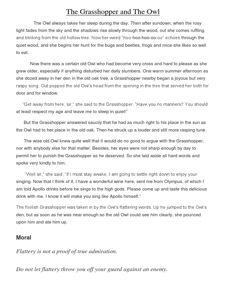 The Grasshopper and The Owl | PDF
