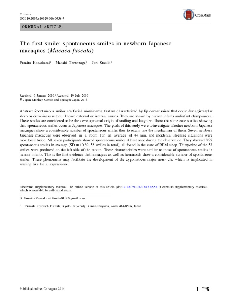 The First Smile. Spontaneous Smiles in Newborn Japanese Pa Traducir ...