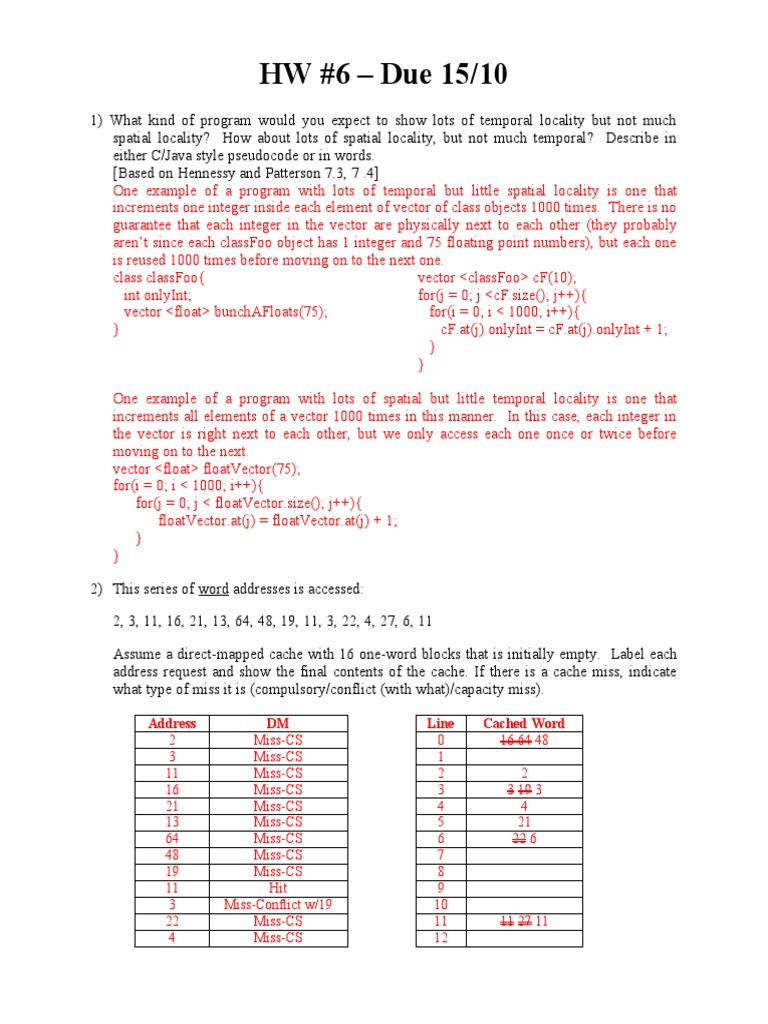 hw6 Soln | PDF | Array Data Structure | Cpu Cache