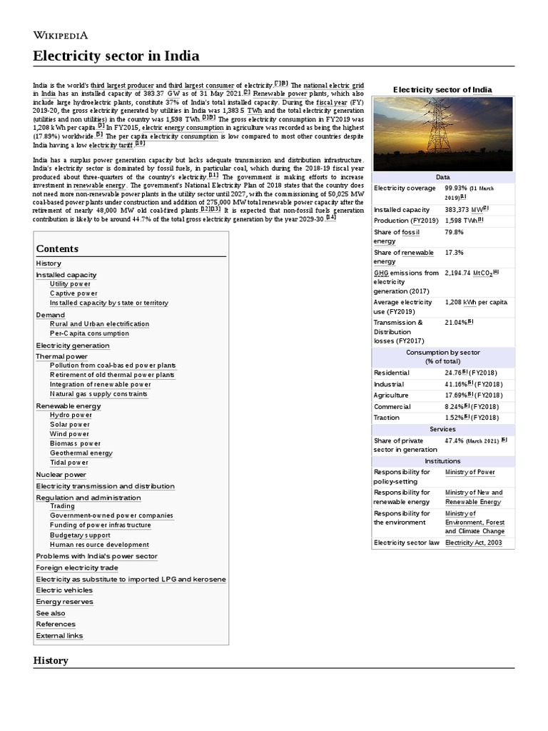 Electricity Sector in India | PDF | Electrical Grid | Renewable Energy