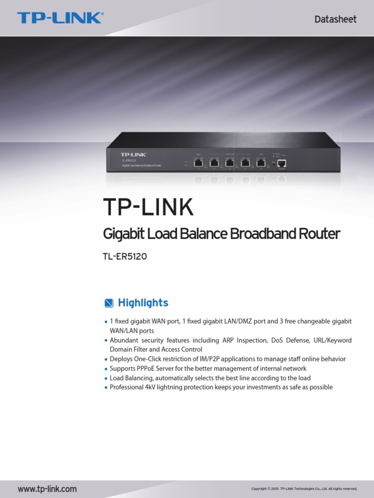 Tp-Link: Gigabit Load Balance Broadband Router | PDF | Denial Of ...