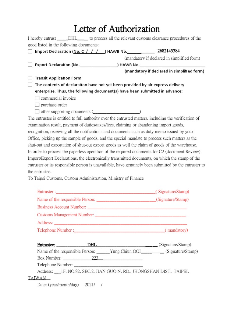 Letter of Authorization (LOA) | PDF | Business | Government