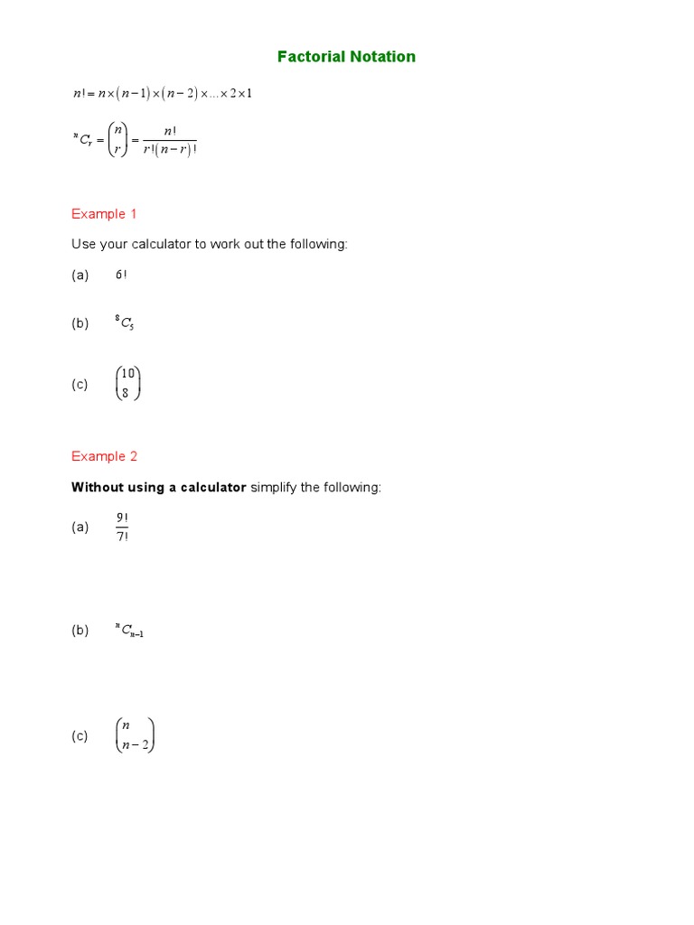 Simplifying Factorials and Ratios | PDF