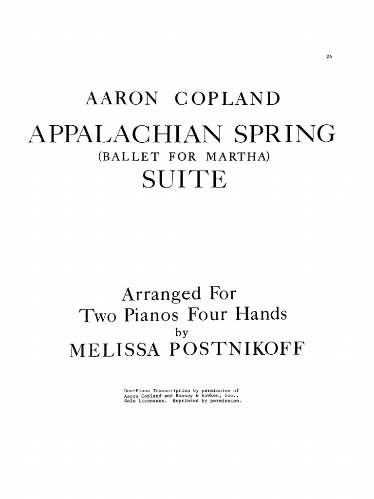 Appalachian Spring (Copland) - Arranged For Two Pianos | PDF ...