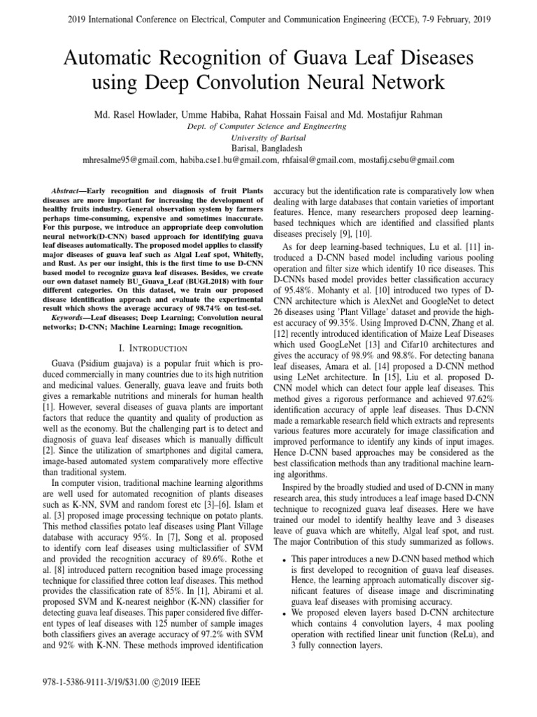 Automatic Recognition of Guava Leaf Diseases Using Deep Convolution ...