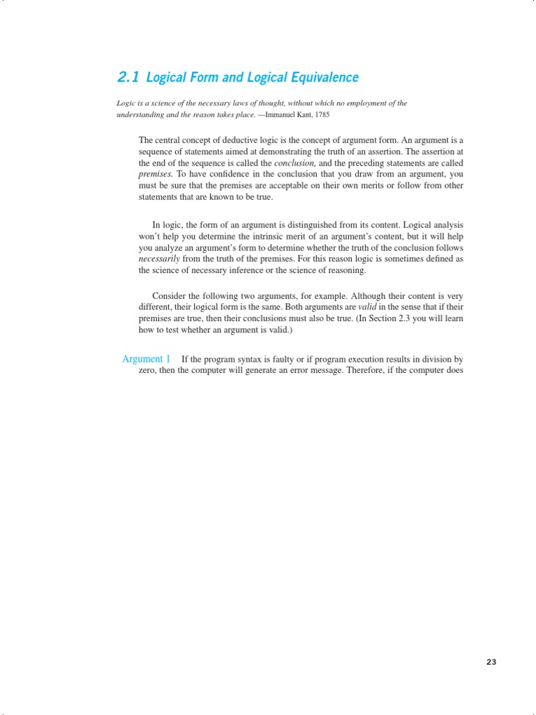Logical Form and Equivalence Analysis | PDF | Argument | Contradiction