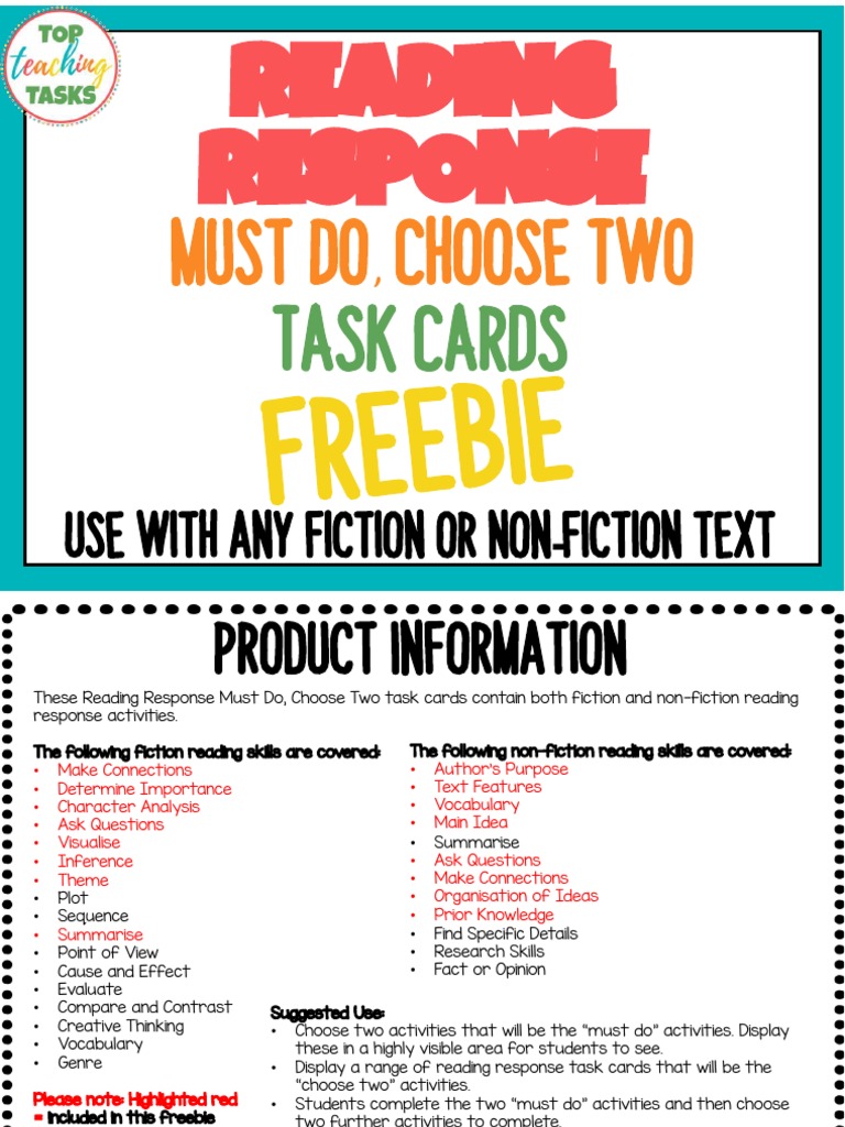 Reading Response: Must Do, Choose Two | PDF | Copyright | Cognition