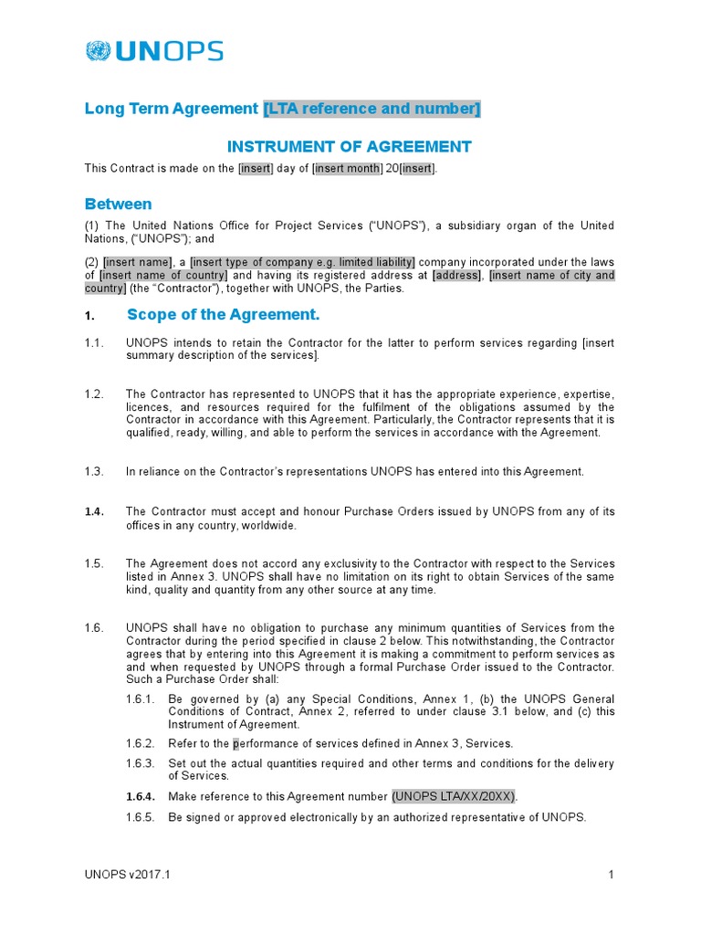 Sample Long Term Agreement | PDF | Payments | Invoice