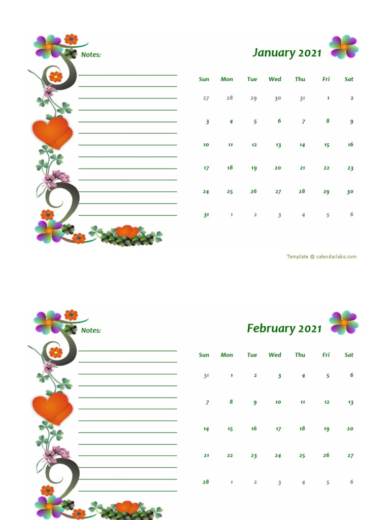 Free Printable 2021 Calendar Template | PDF