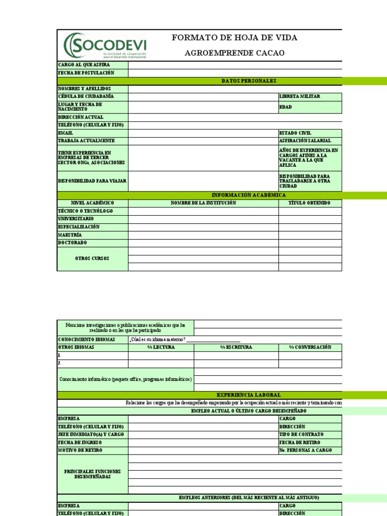 Hoja de Vida SOCODEVI | PDF