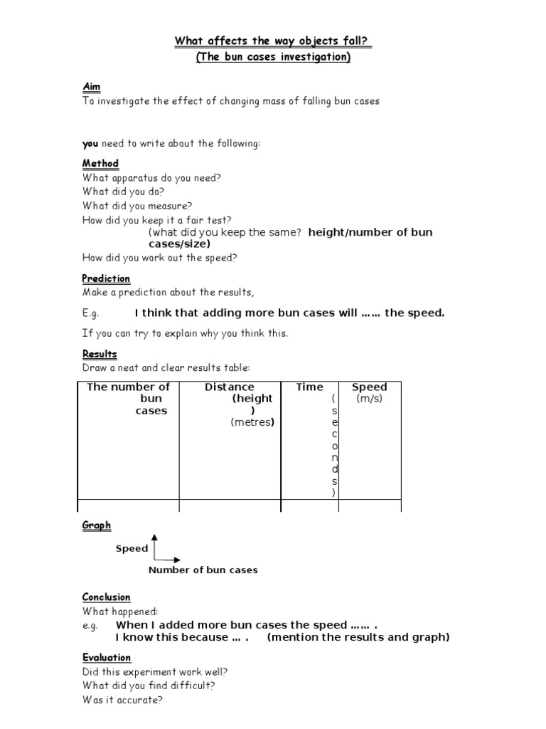 Bun Cases: Investigating Falling Speed | PDF