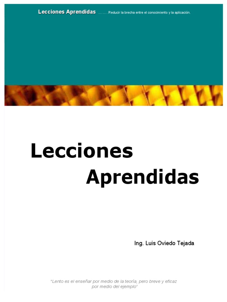 PDF Libro Lecciones Aprendidas | PDF | Conocimiento | Banco Interamericano de Desarrollo