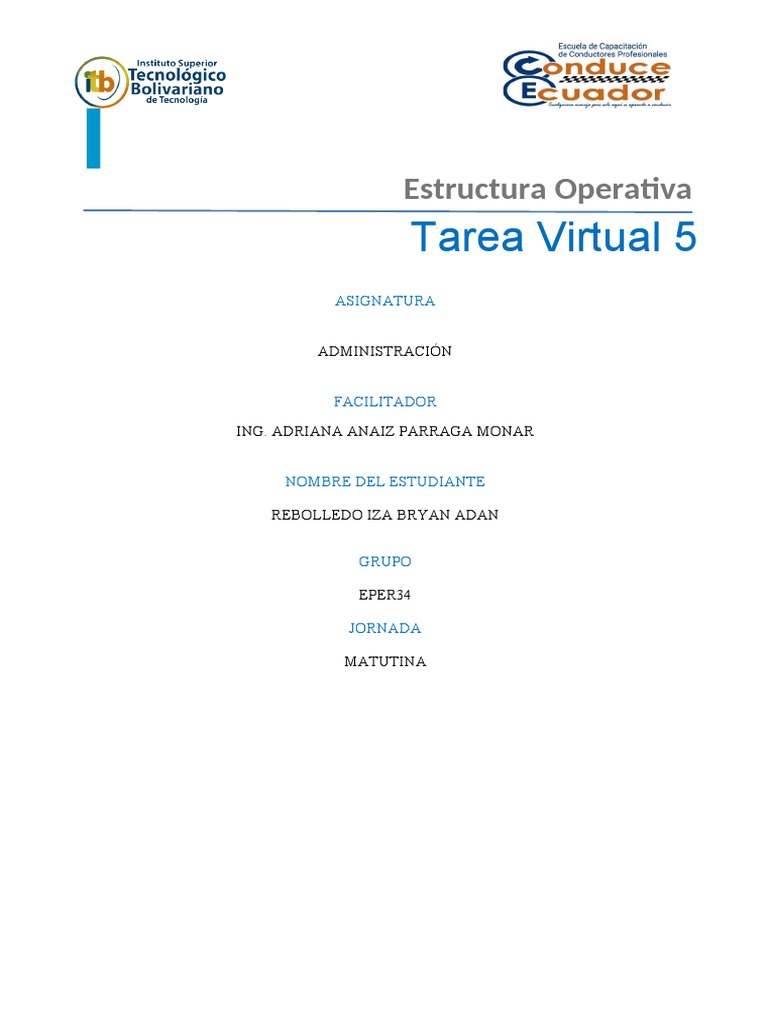Tarea Virtual # 5 Estructura Operativa | PDF | Gestión de recursos ...
