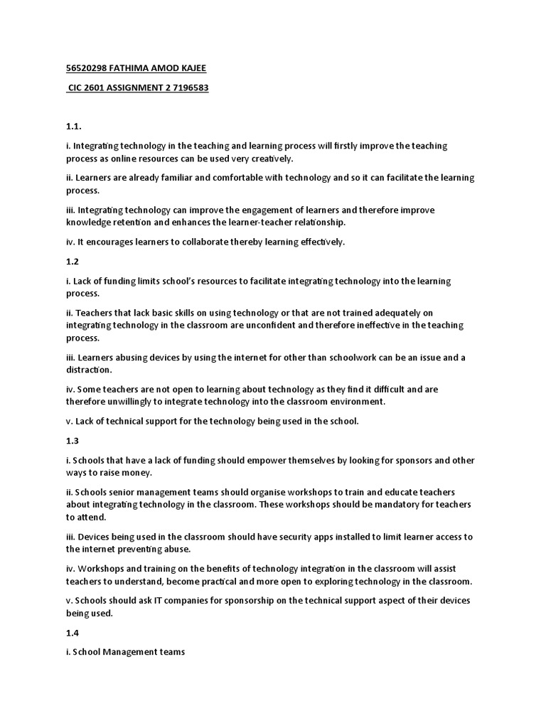 Cic2601 Assignment 2 2021 Final | PDF | Application Software | Teachers