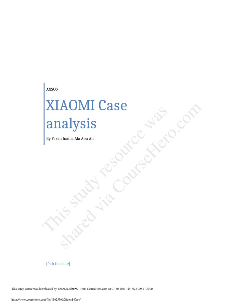 Xiaomi Case Analysis: This Study Resource Was | PDF | E Commerce | Xiaomi