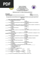 UNANG MARKAHANG PAGSUSULIT-GRADE 9 With Answer key-MA'AM NERY H. SALAZAR MT-II | PDF