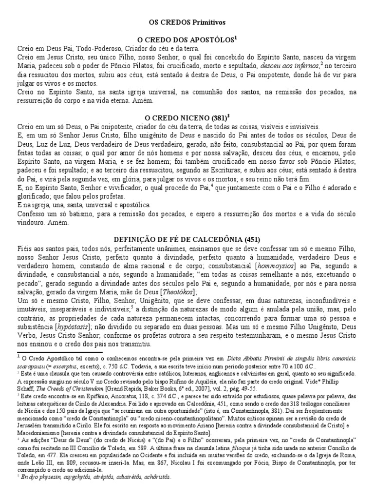Os Antigos Credos Da Igreja | PDF | Teologia | Deus no cristianismo
