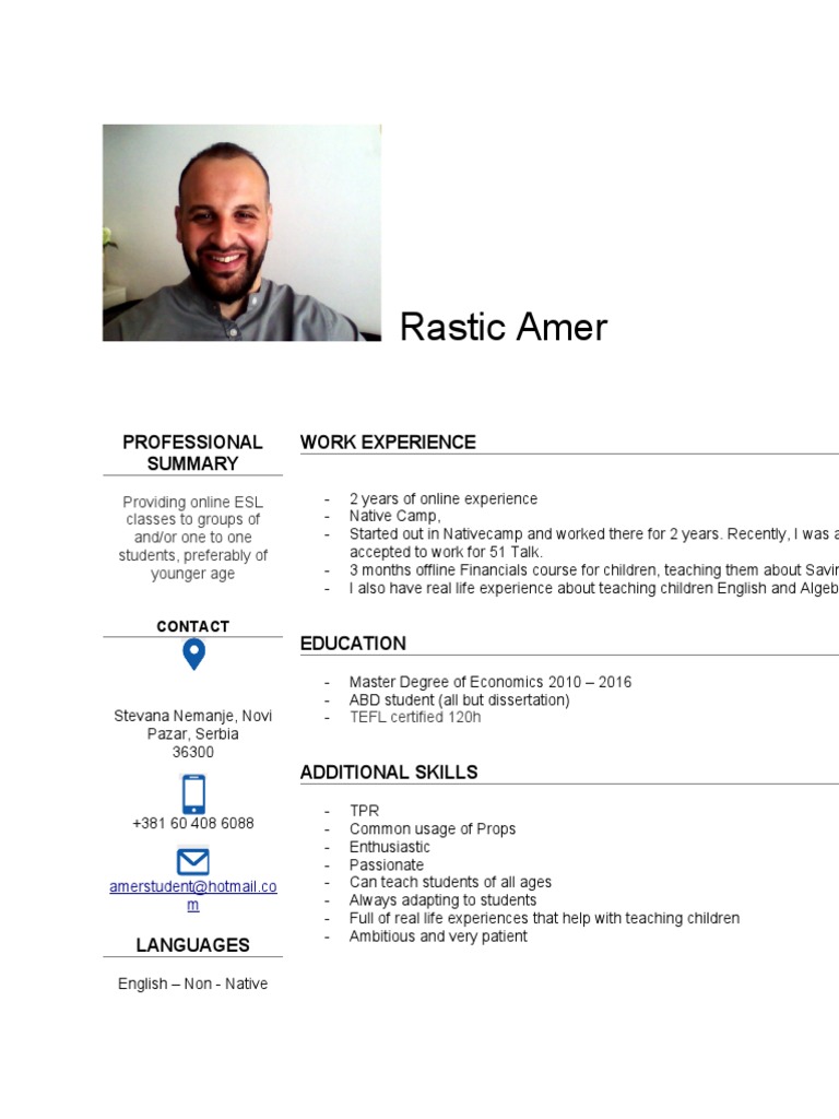 CV Amer Rastic | PDF