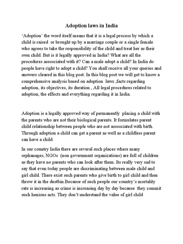 Adoption Laws in India | PDF | Adoption | Legal Guardian