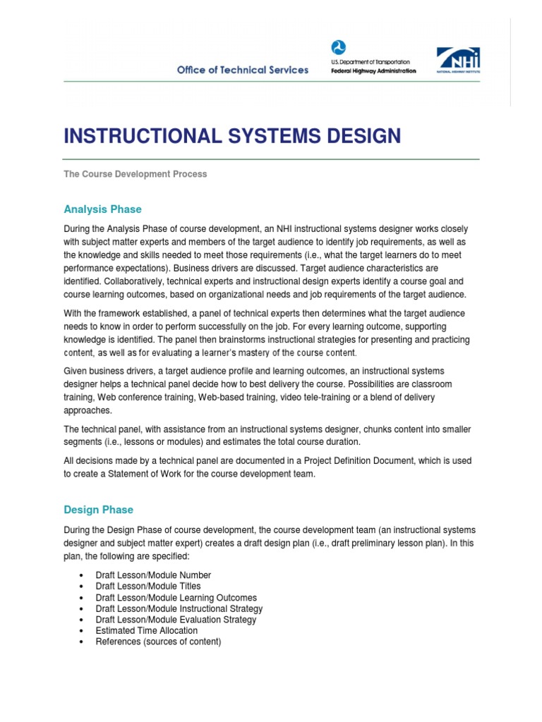 Instructional Systems Design: Analysis Phase | PDF | Instructional ...