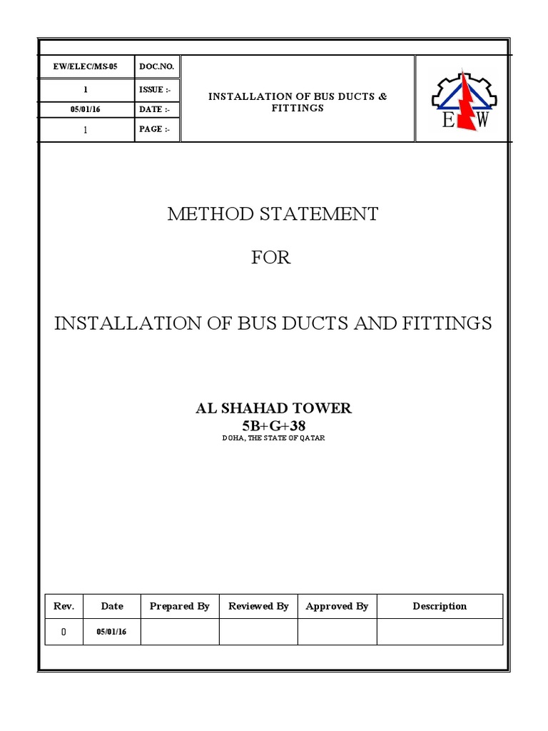 Bus Ducts Installation Method Statement | PDF | Duct (Flow ...
