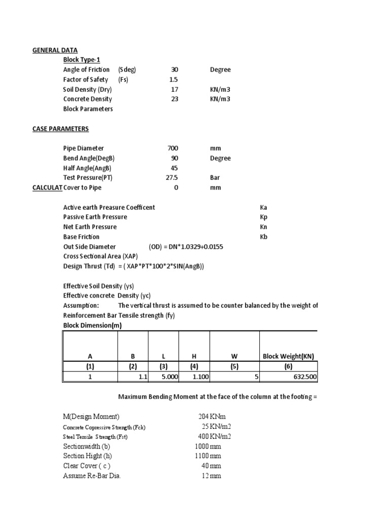 Vertical Thrust Block Design Dn700anddn 800 Pdf Pressure Pipe