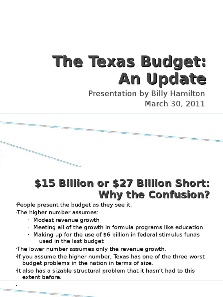 The Texas Budget: An Update | PDF | American Recovery And Reinvestment ...