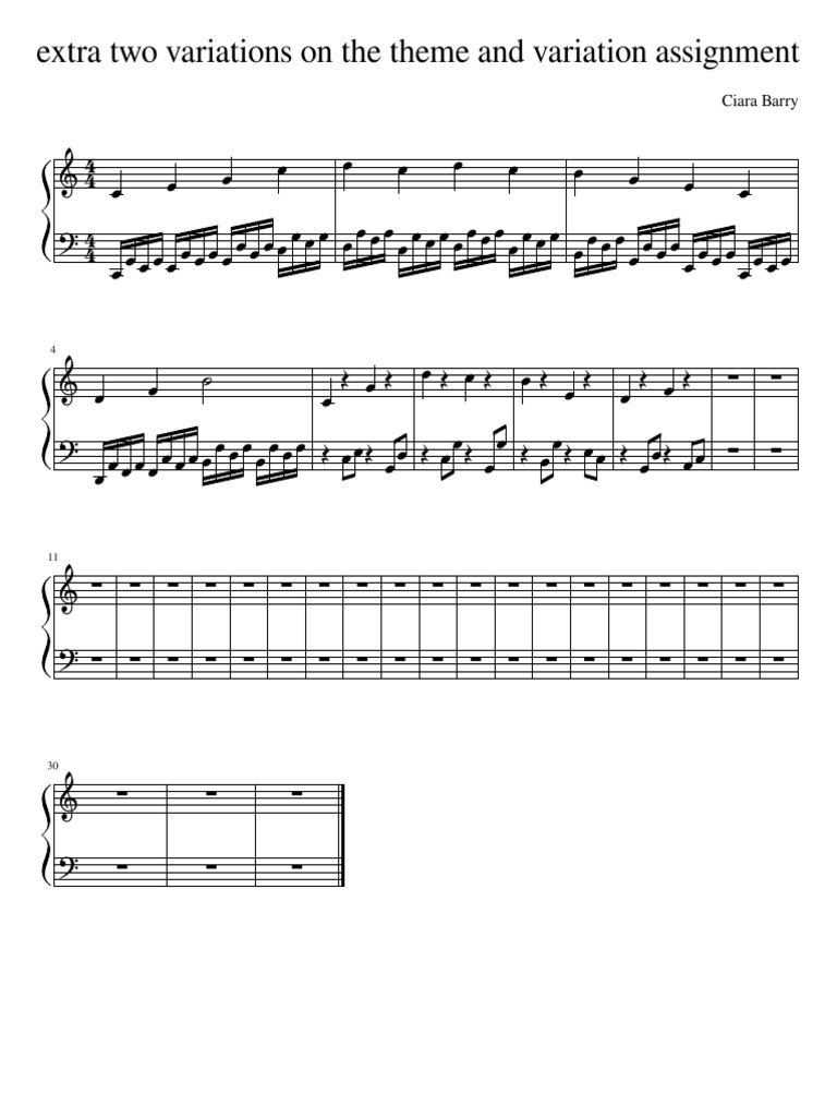 Extra Two Variations On The Theme and Variation Assignment | PDF