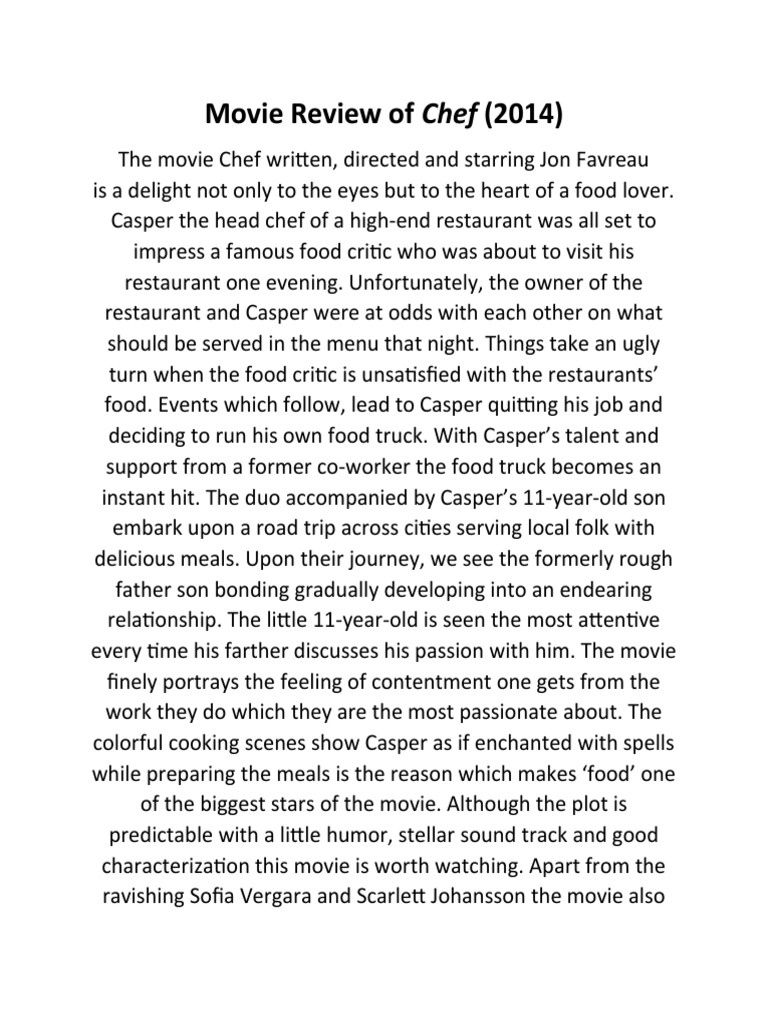 Chef (2014) Movie Review: A Culinary Journey | PDF | Cooking, Food ...
