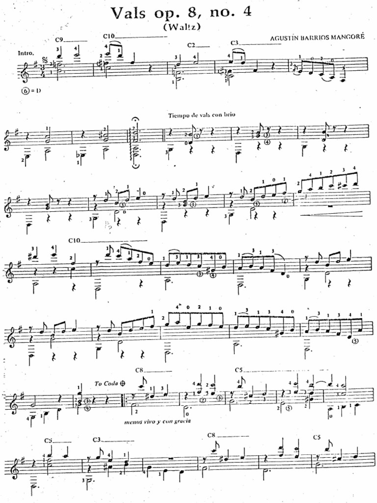 Vals Op.8 No.4 - Augustine Barrios Mangore | PDF