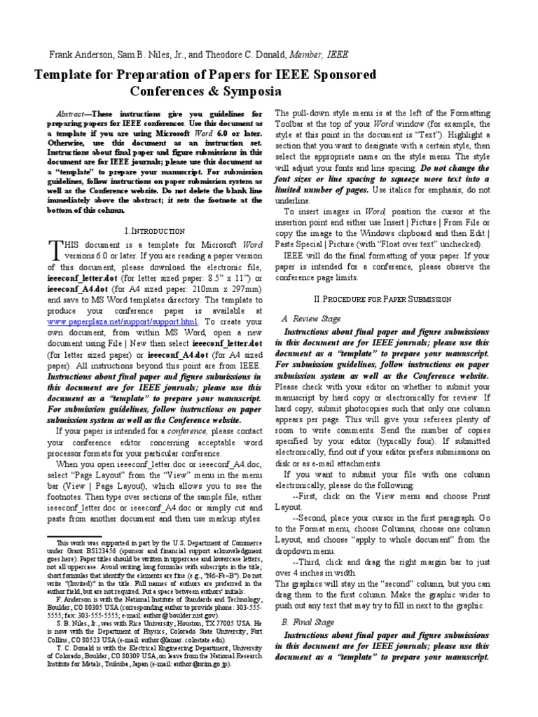 Template For Preparation of Papers For IEEE Sponsored Conferences ...