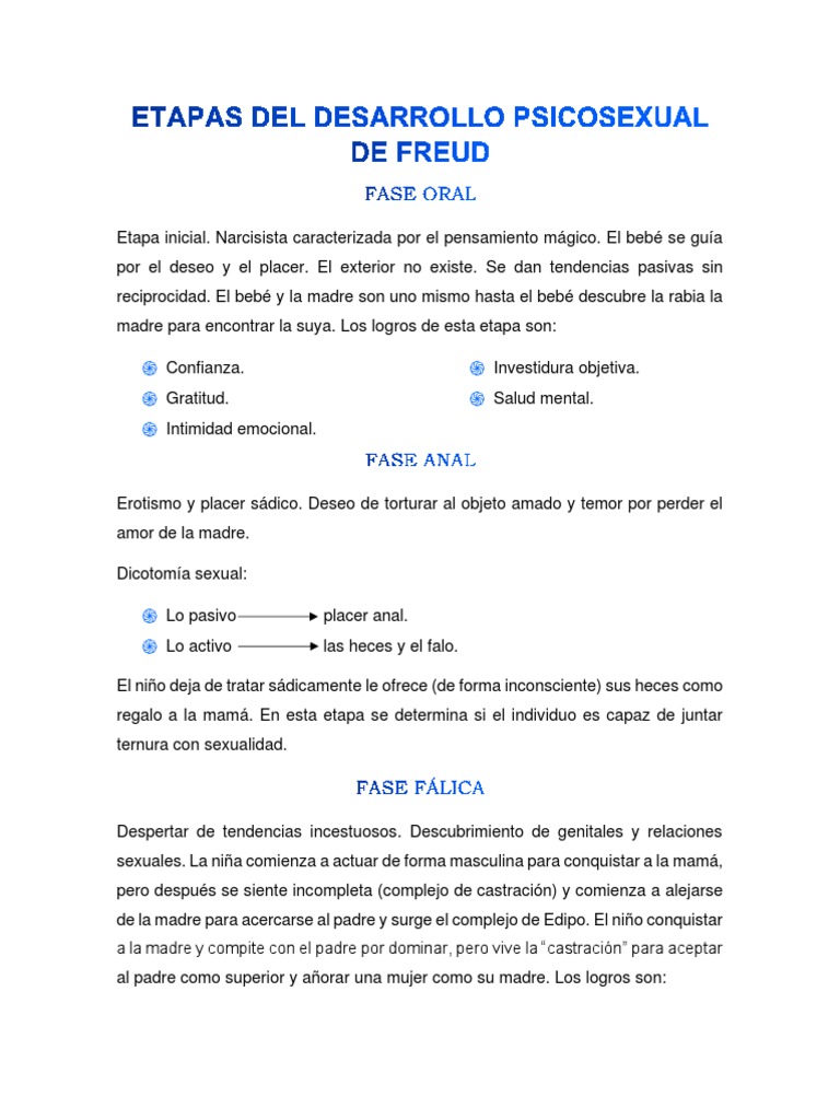 Etapas Del Desarrollo Psicosexual de Freud. | PDF