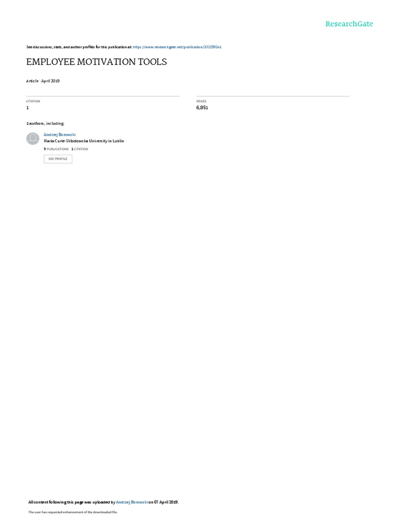 Employee Motivation Tools | PDF | Motivation | Motivational