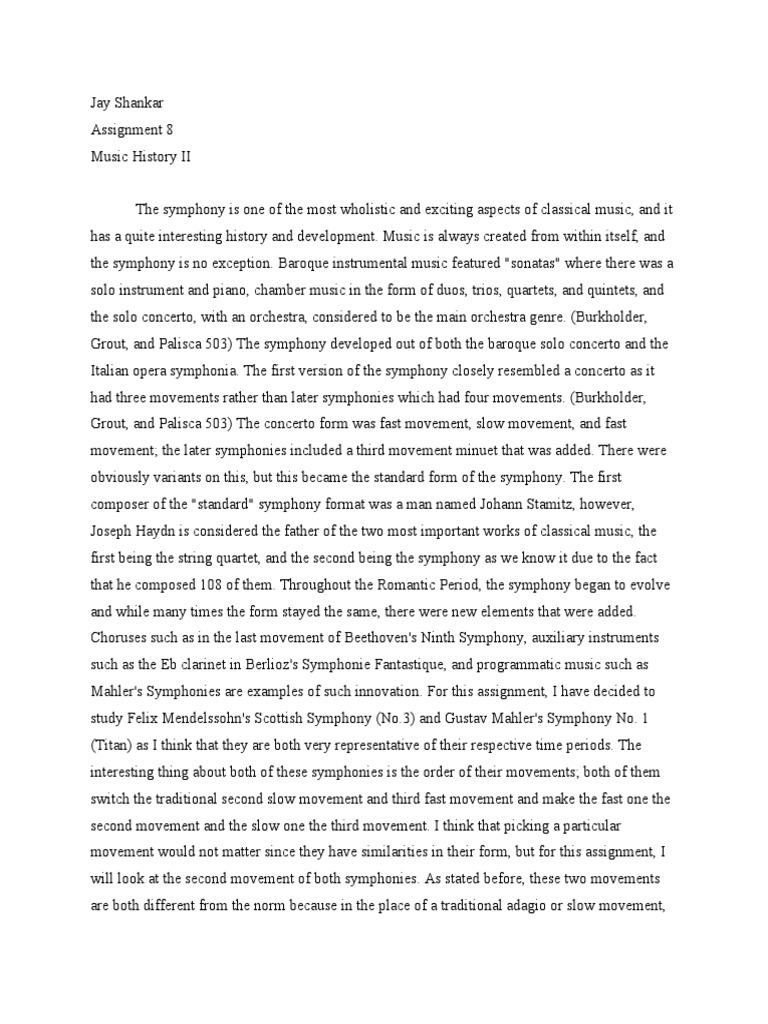 Assignment 8 Music History II | PDF | Orchestras | Symphony