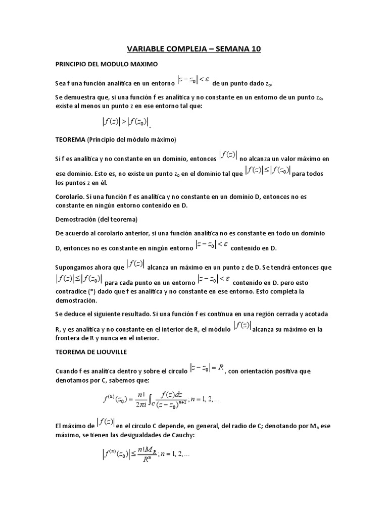 VARIABLE COMPLEJA Sem. 10 | PDF | Análisis complejo | Función (Matemáticas)