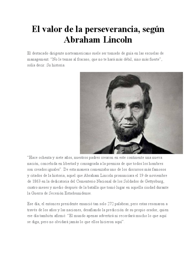 Perseverancia de Lincoln | PDF | Abraham Lincoln | Whig Party (Estados ...
