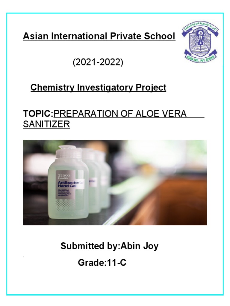 Chemistry Investigatory Project | PDF | Disinfectant | Ethanol