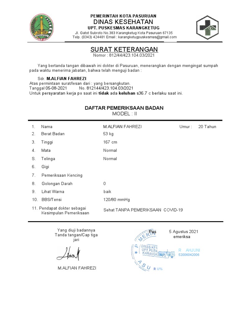 Scan Surat Sehat | PDF
