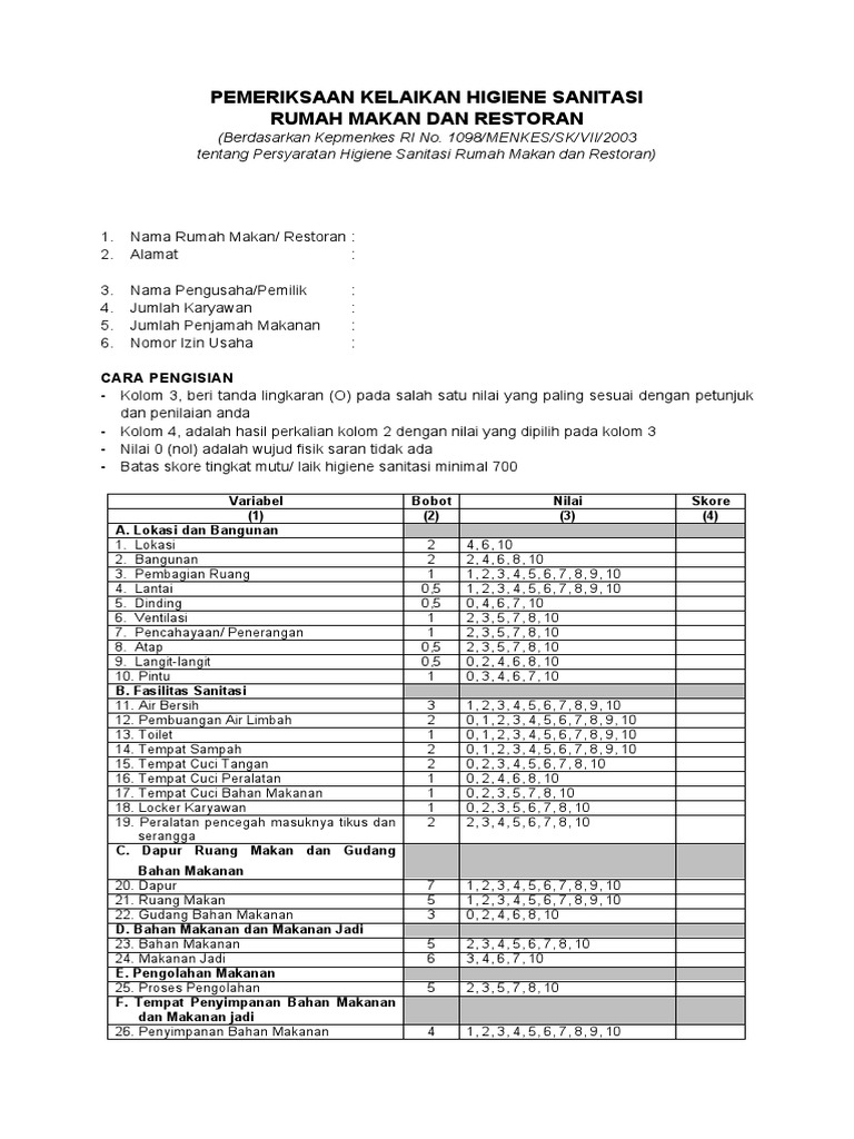 Form Pemeriksaan HSM | PDF