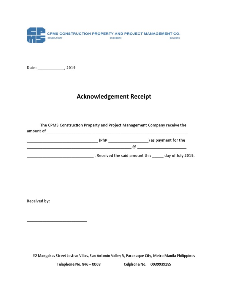 Acknowledgement Receipt | PDF