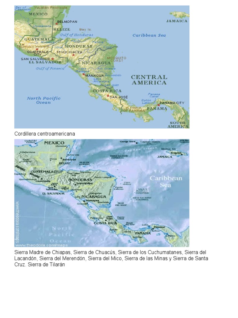 Mapas Sierras, Cordilleras Centroamerica | PDF