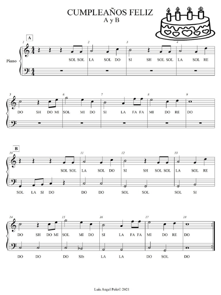 Feliz Cumpleaños Partitura Para Piano