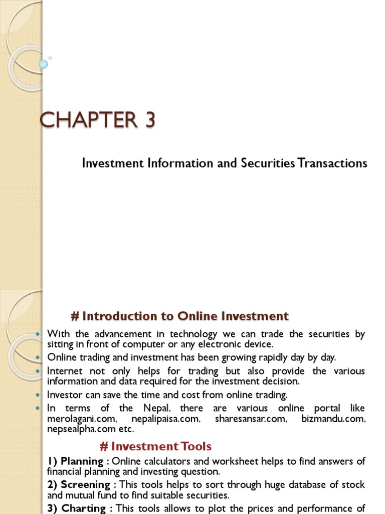 Investment Information and Order Types | PDF | Order (Exchange) | Stock ...